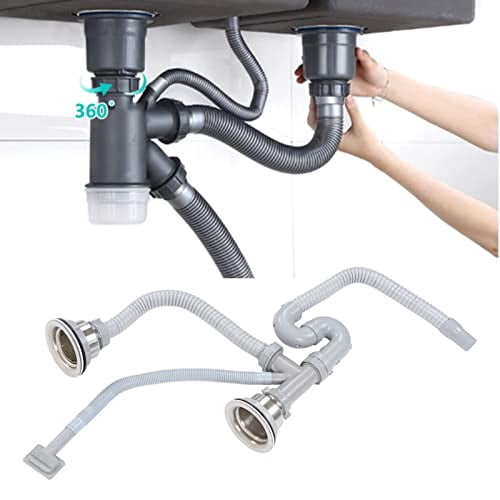 BORDSTRACT Kitchen Sink Drainer Pipe, Stainless Steel Sink Drain Kit ...