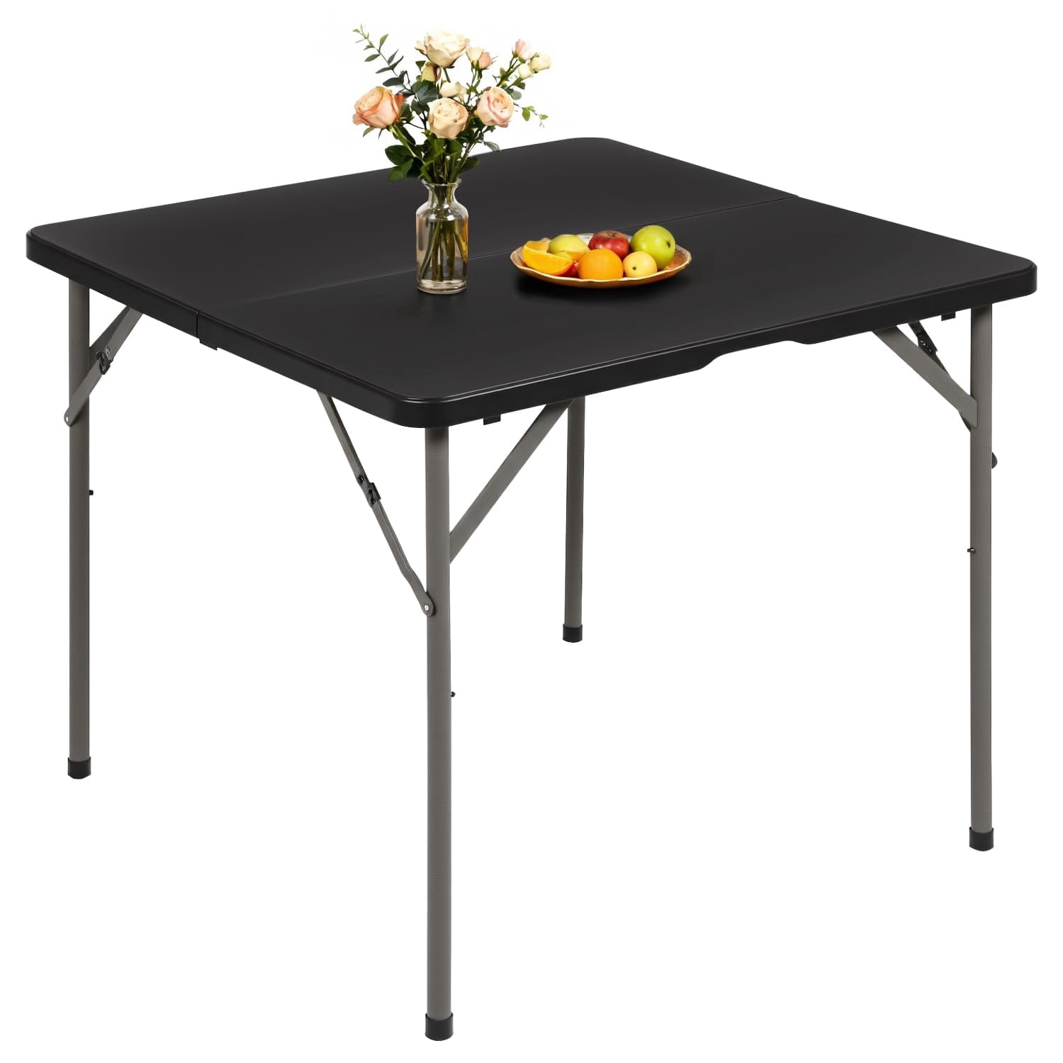 BORGEBY 34" Square Folding Table Portable Card Table With Handle ...
