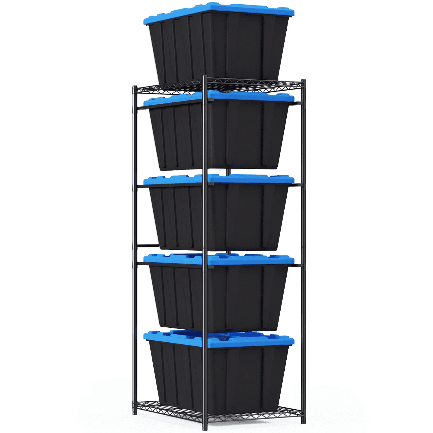 BORGEBY 5-Tier Tote Storage Rack Wire Storage Shelving Unit for 27 ...