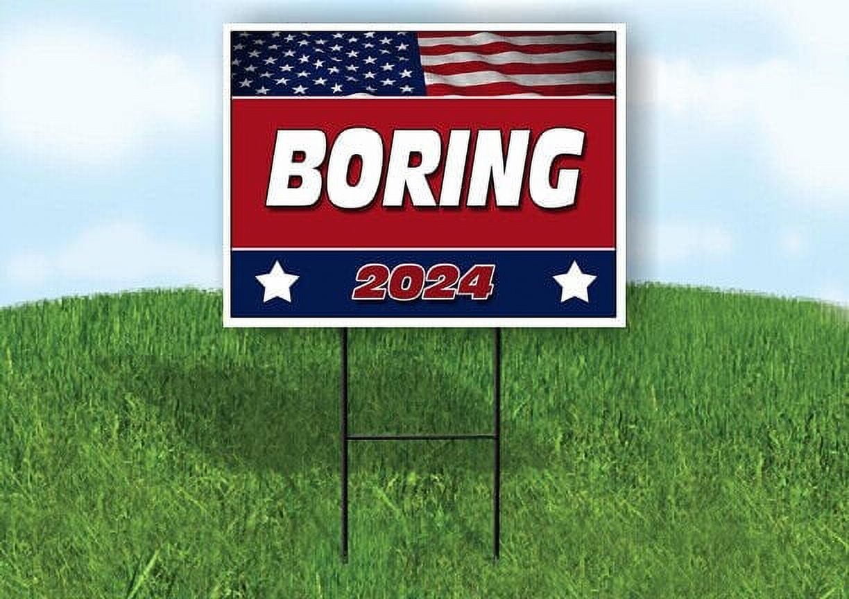 BORING FLAG RED 2024 18inx24in Yard Road Sign w/ Stand - Walmart.com