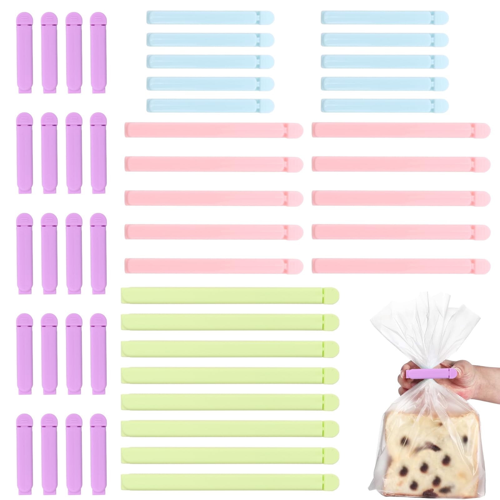 BORISCA 50 Sealing Clips, Colourful Food Clips, 2.8/4.7/6/9 in Plastic ...