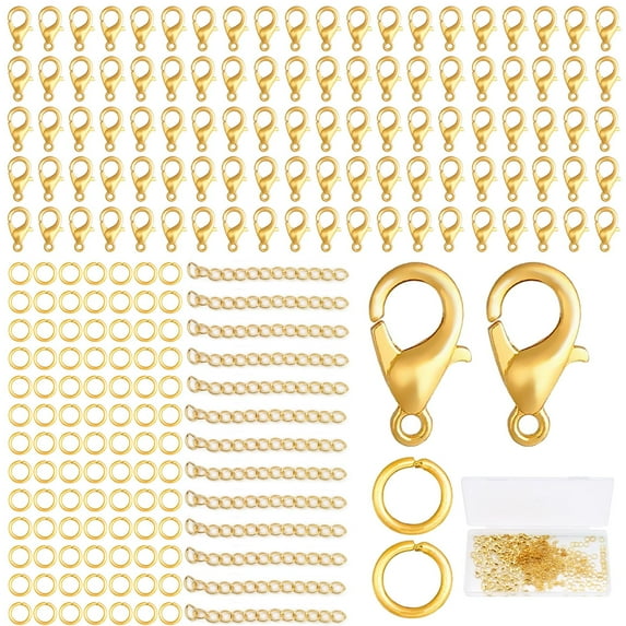 BORISCA 500Pcs Chain Clasps, 200Pcs 7x0.9mm Open Jump Rings + 100Pcs ...