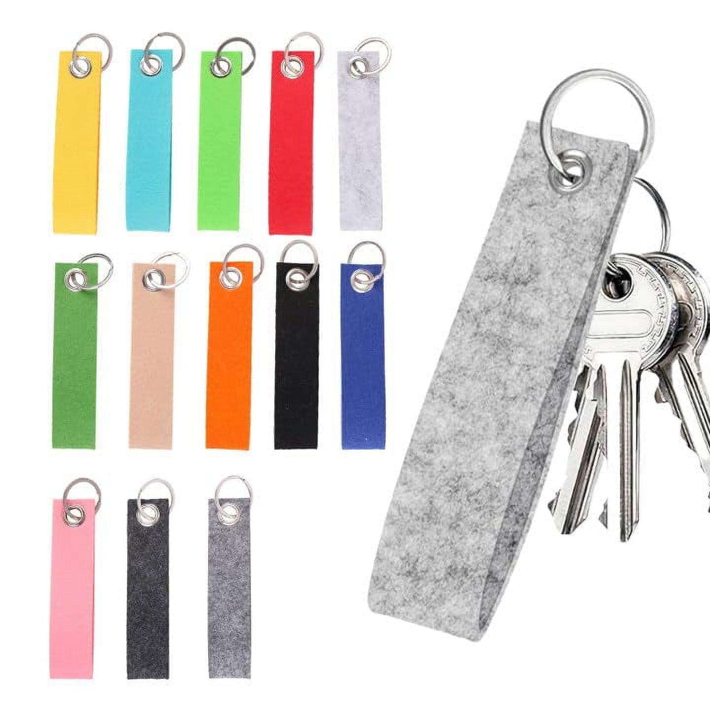 BORISCA Pack of 26 Felt Key Chains, DIY Felt Key Fob Blanks with ...