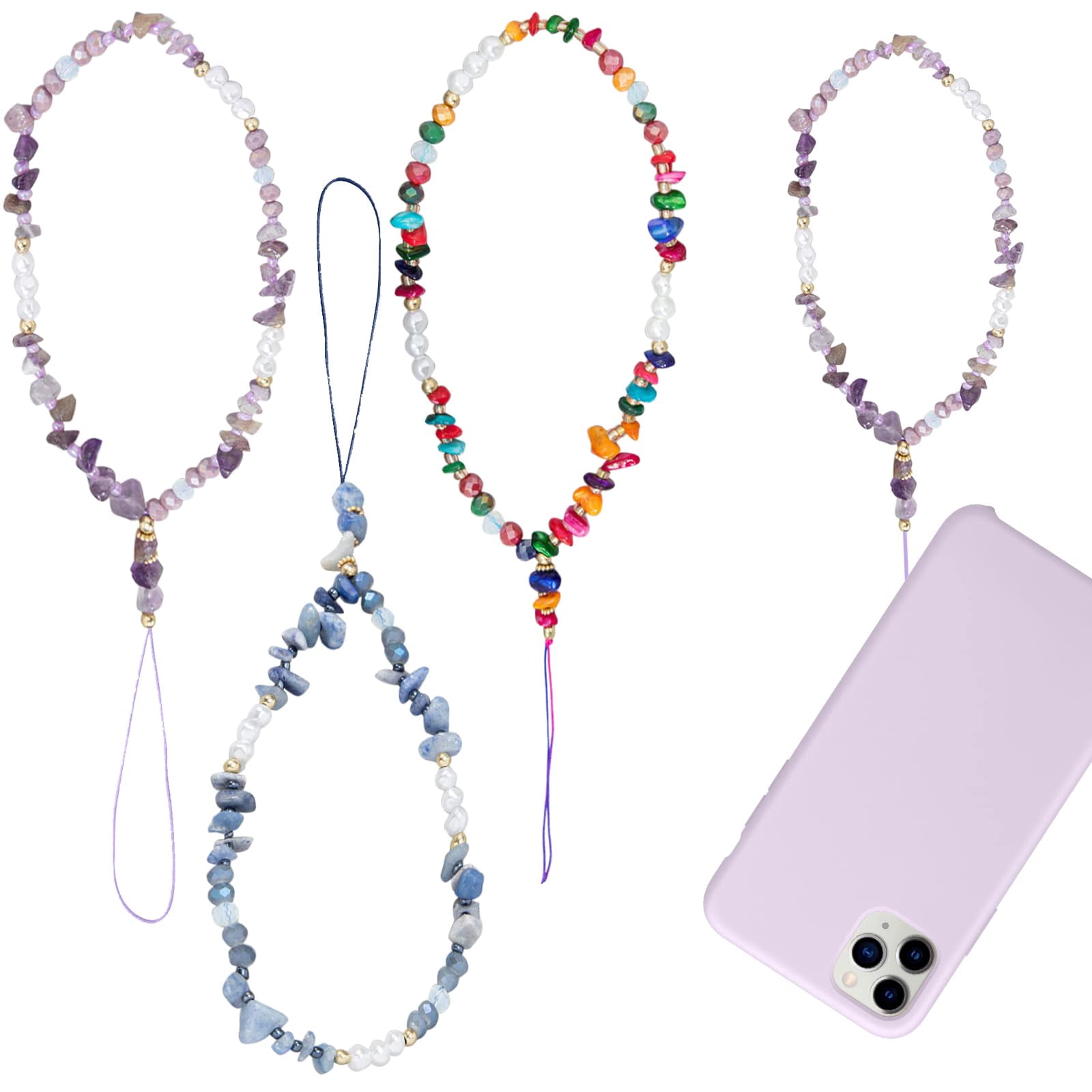 BORISCA Pack of 3 Mobile Phone Chain, Anti-Lost Mobile Phone Chain ...