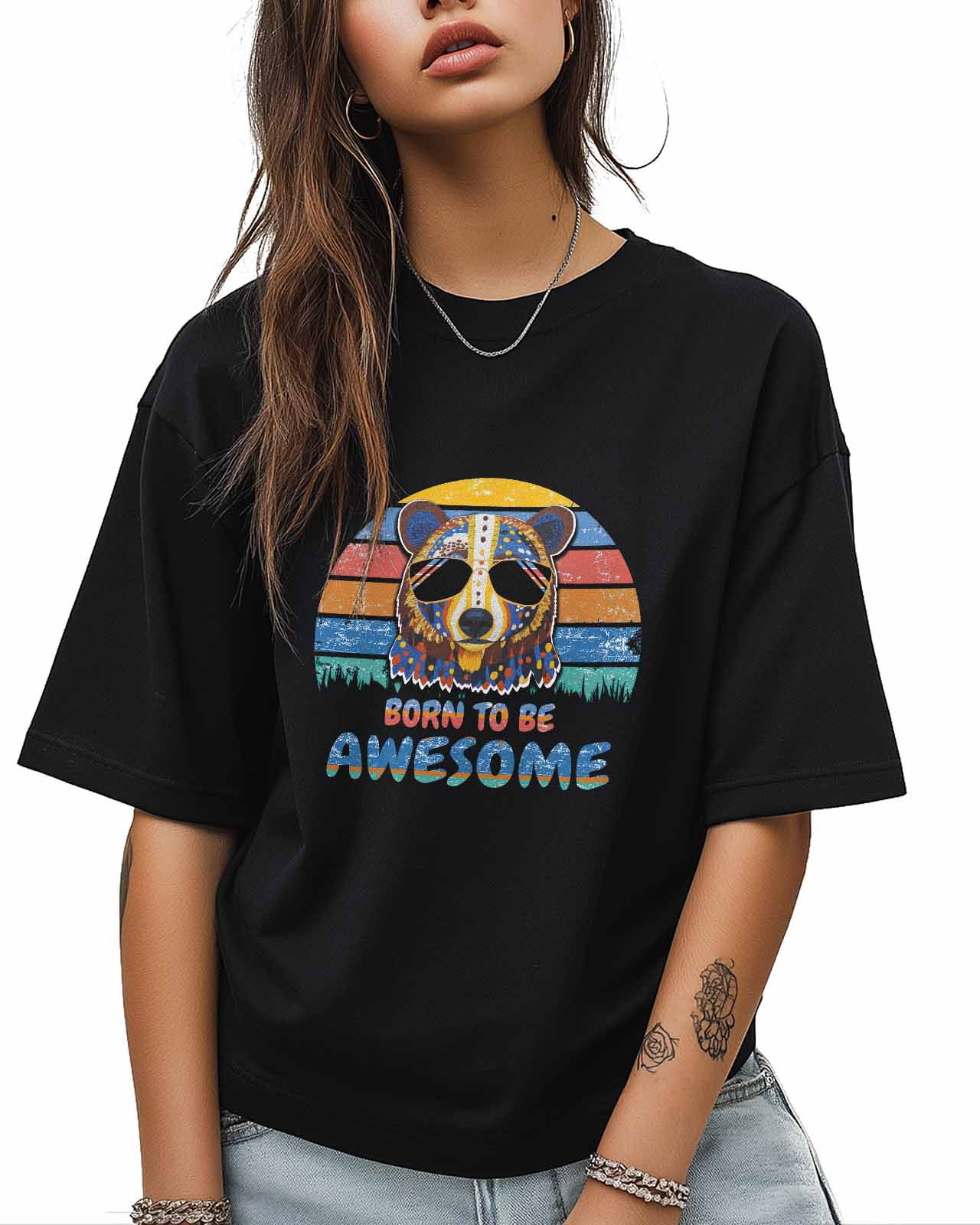 BORN TO T Shirts for Women Short Sleeve Cotton Crewneck T-Shirt BE ...