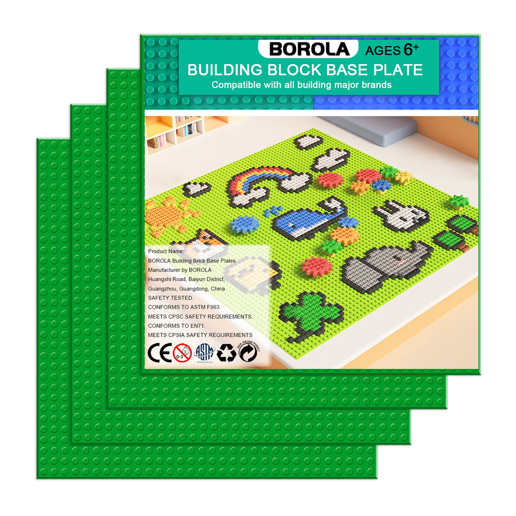 BOROLA 10" x 10" Classic Building Brick Base Plates, Architecture ...