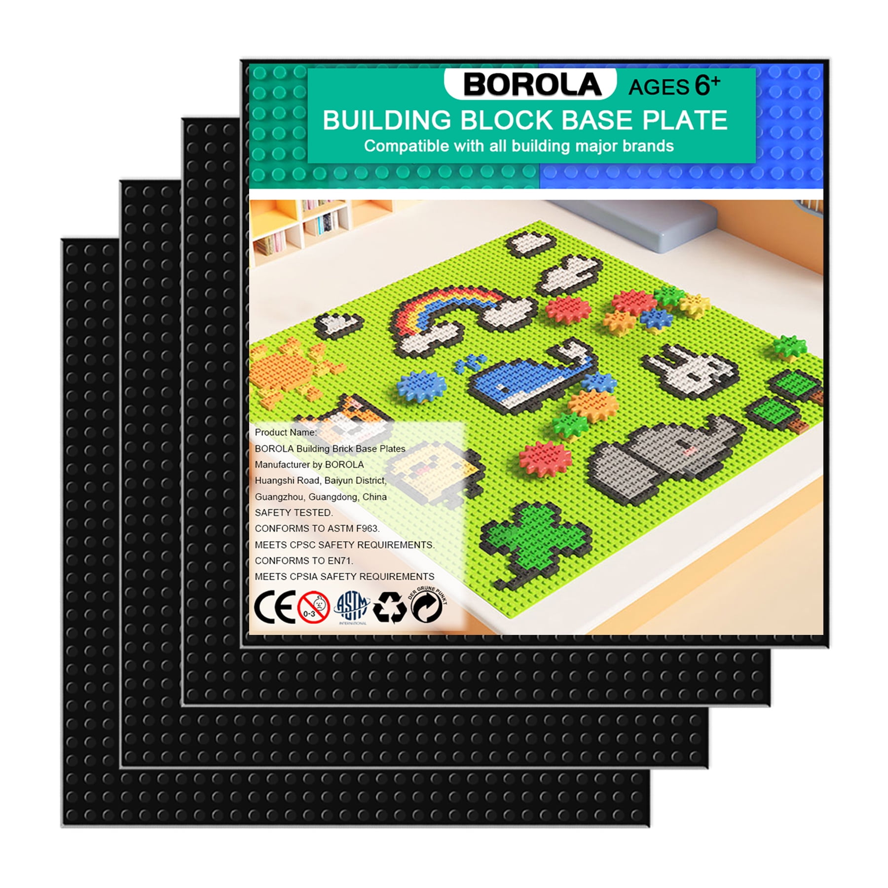 BOROLA 10" x 10" Classic Building Brick Base Plates, Architecture ...