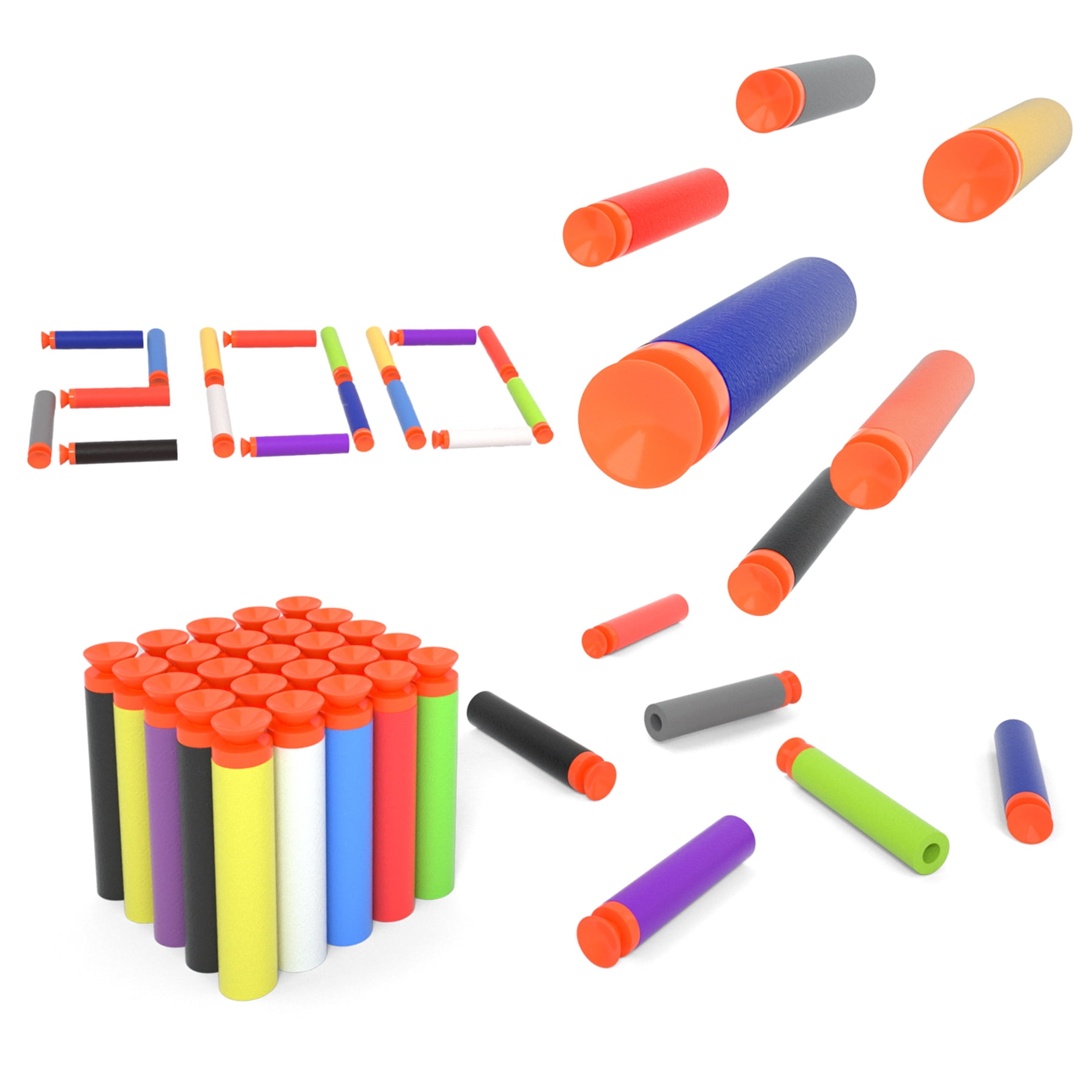 BOROLA 200pcs 7.2cm Refill Bullet Darts Compatible for Nerf Elite Series Blasters Kid Toy Gun ...