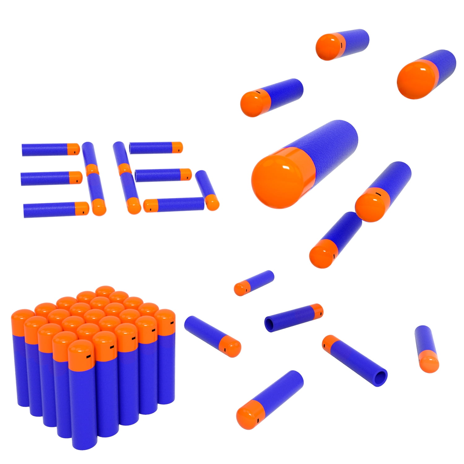 BOROLA 36PCS 9.5CM Hollow Warhead Soft Sponge Foam Filled Dart Bullet ...