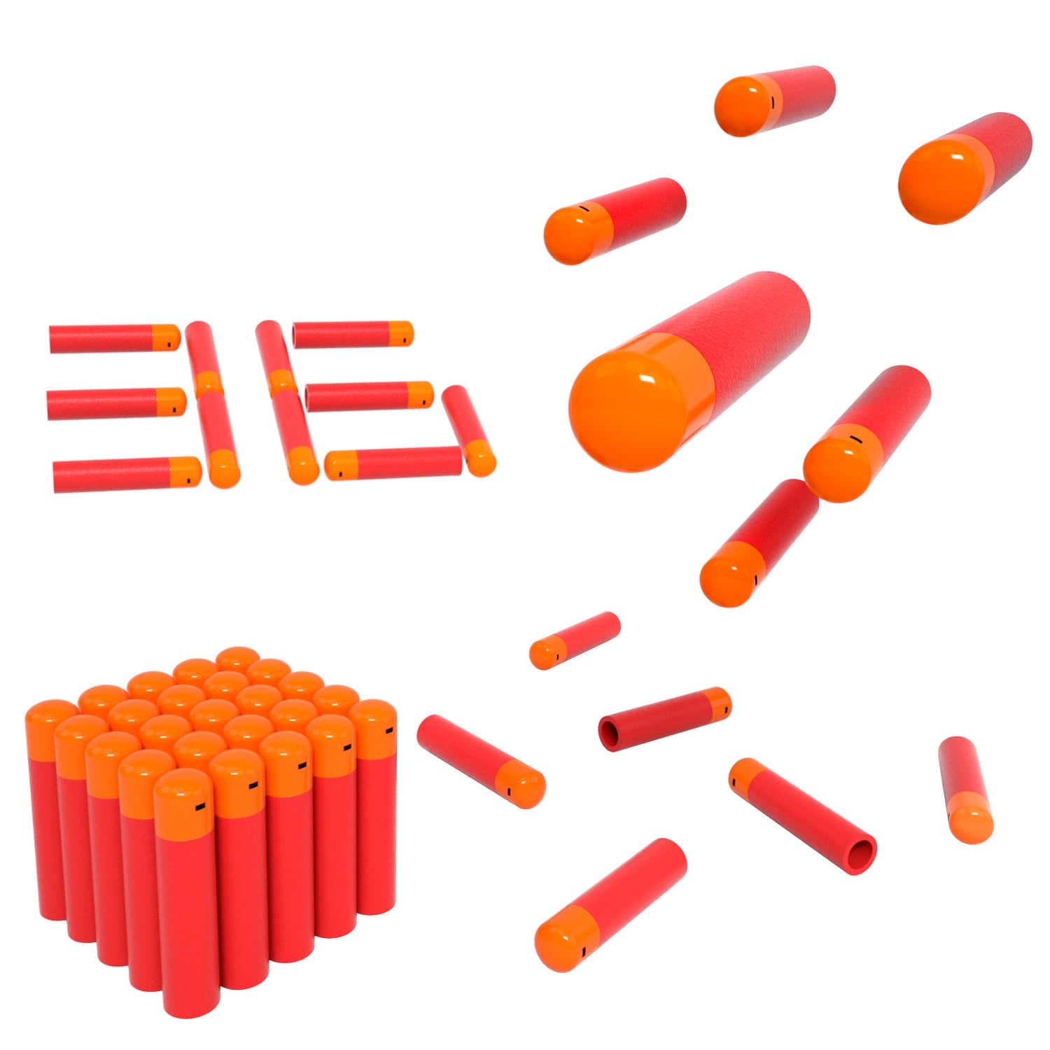 BOROLA 36PCS 9.5CM Hollow Warhead Soft Sponge Foam Filled Dart Bullet ...