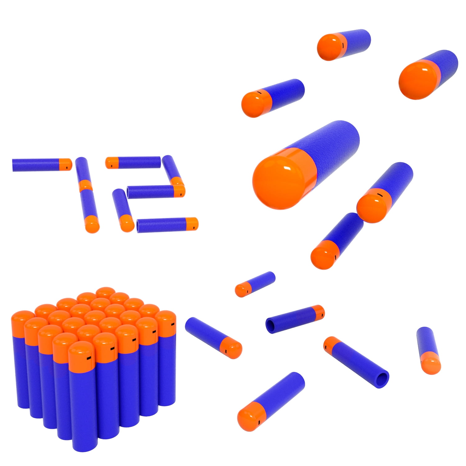 BOROLA 72PCS 9.5CM Hollow Warhead Soft Sponge Foam Filled Dart Bullet ...