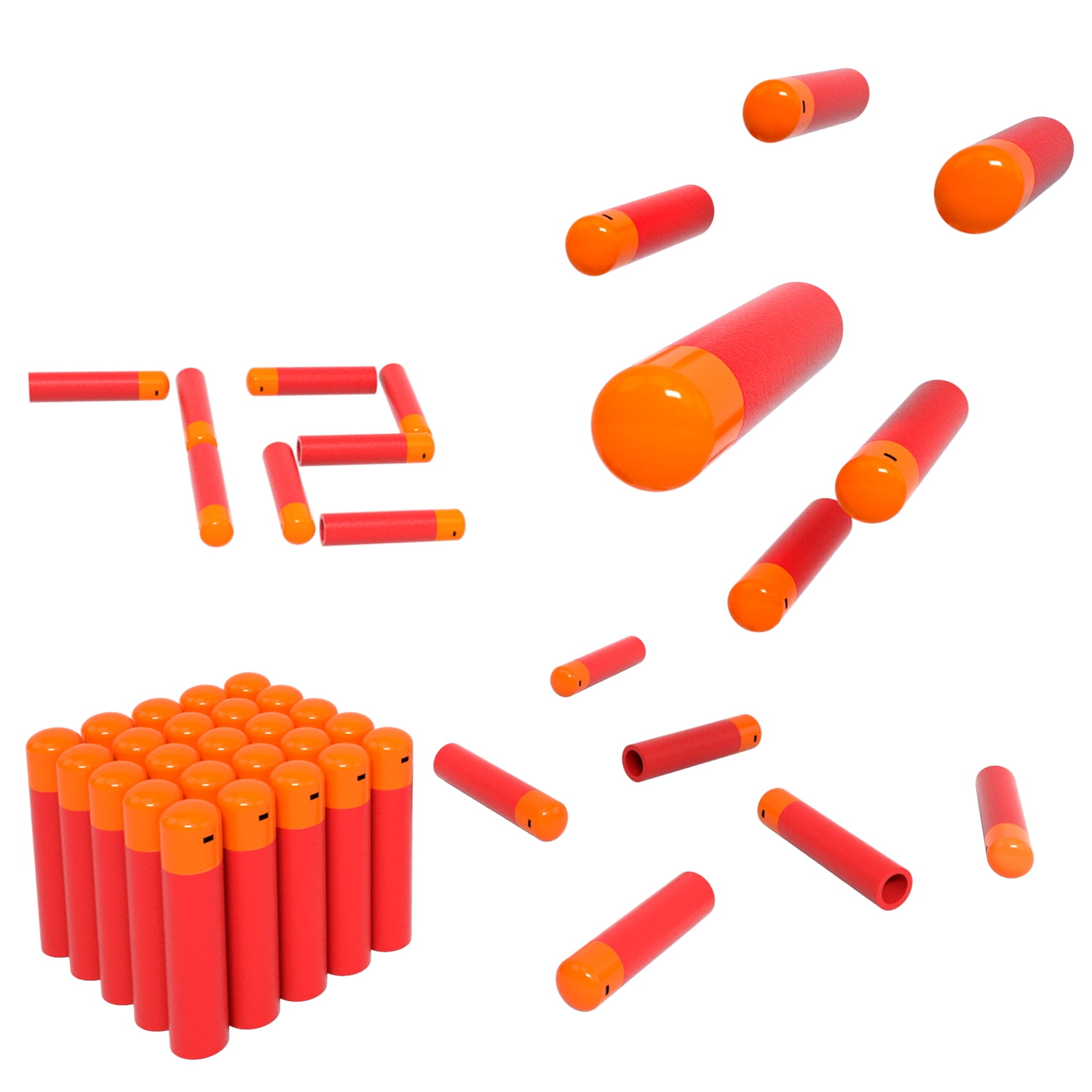 BOROLA 72PCS 9.5CM Hollow Warhead Soft Sponge Foam Filled Dart Bullet ...