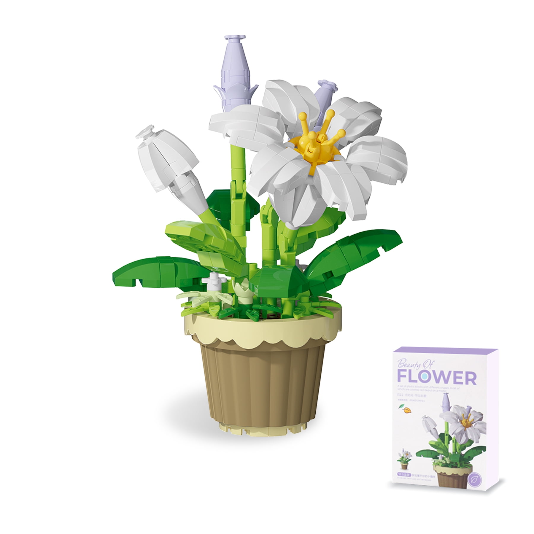 BOROLA Mini Building Block Flower Pot Set, Colorful Toy Plant Basket ...