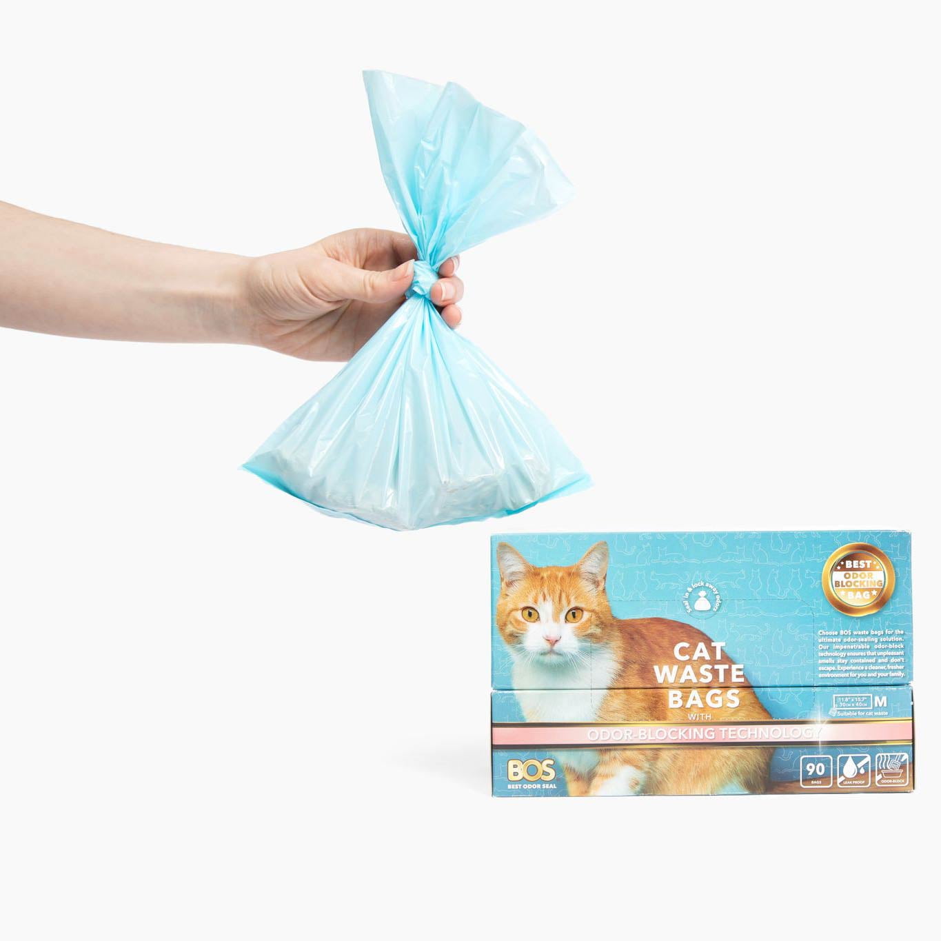 BOS Odor-Sealing Cat Poop Bags for Pet Waste & Kitty Litter - 90 ...
