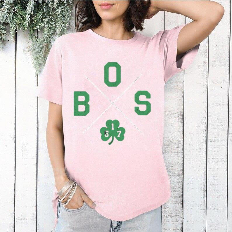 BOS Shamrock Crossed Out Irish Humor Bold Local Statement Graphic T-Shirt, for men & women, up ...