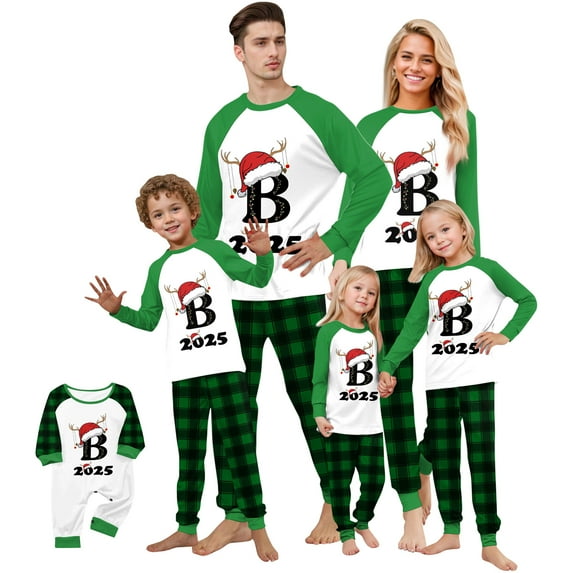 BOSALY 2025 Matching Christmas Pajamas for Family, DIY Initials 26 ...
