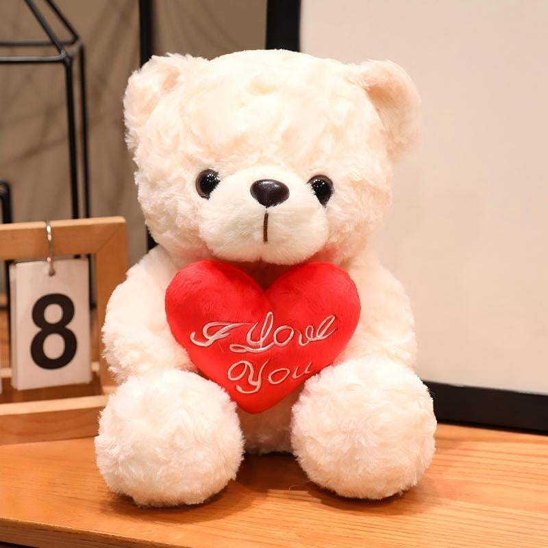 BOSALY 6.3" White Bear Plush Toys - Bear Holding Heart Design, Cute ...