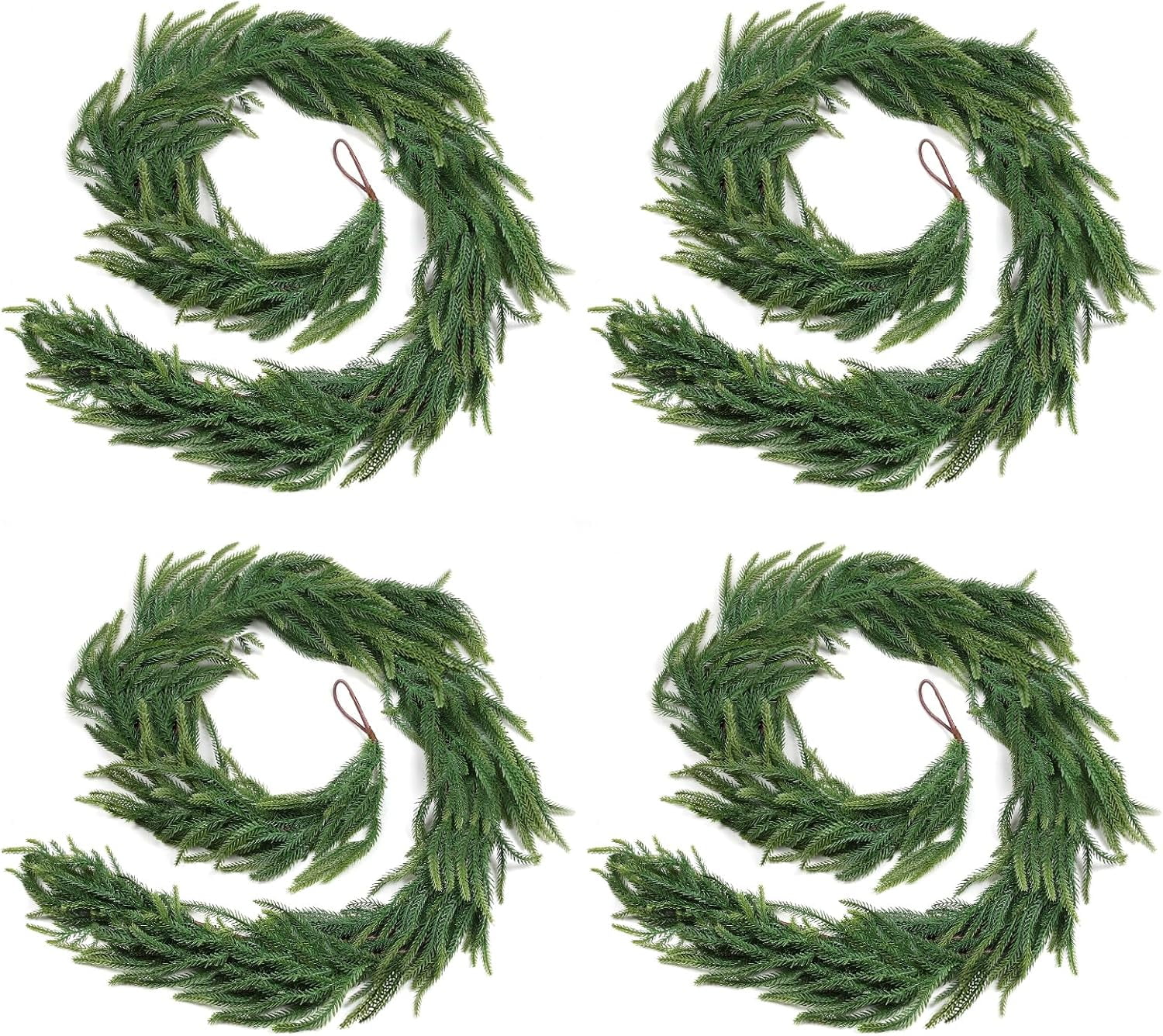 BOSALY 6FT Christmas Norfolk Pine Garland, Real Touch Faux Green ...
