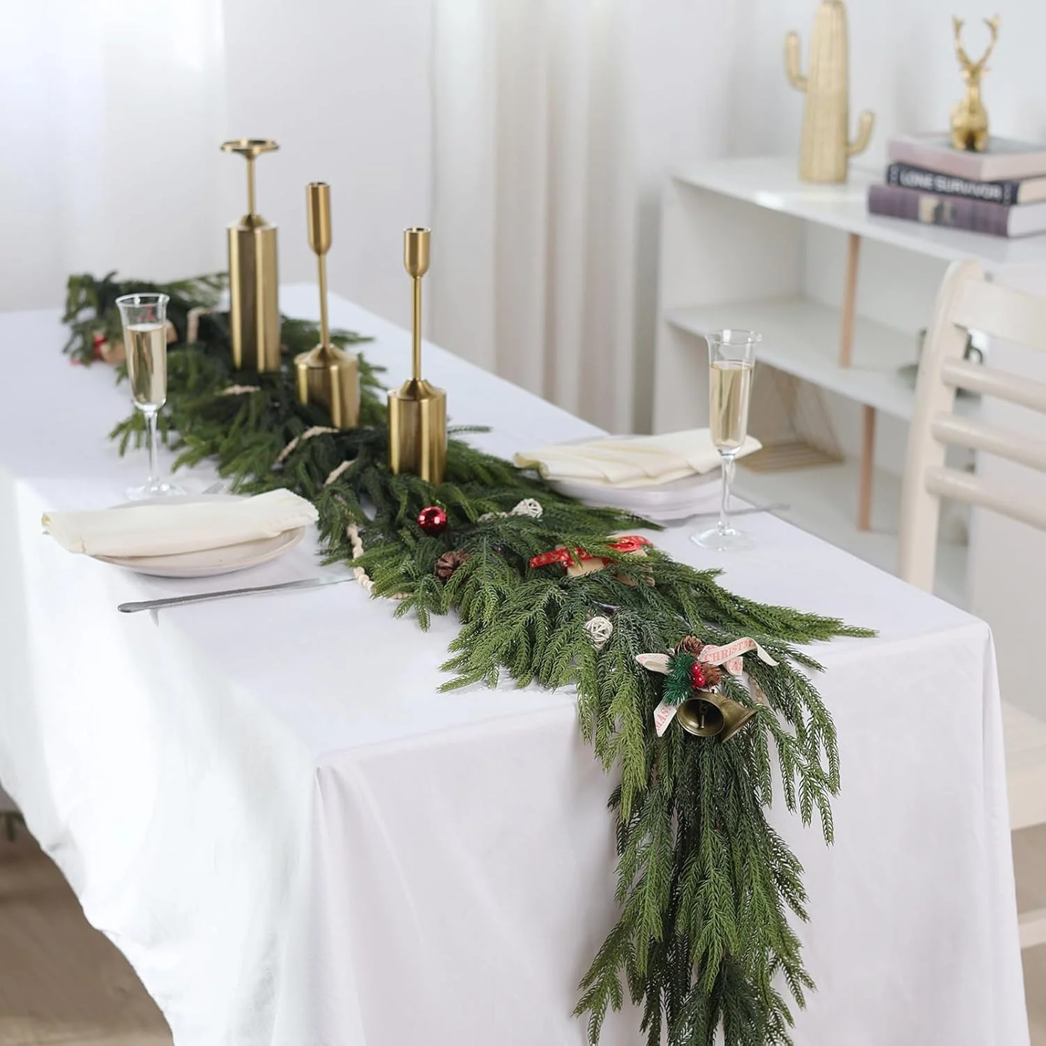 BOSALY 6FT Realistic Christmas Garland, Natural Droopy, Soft Bendable ...