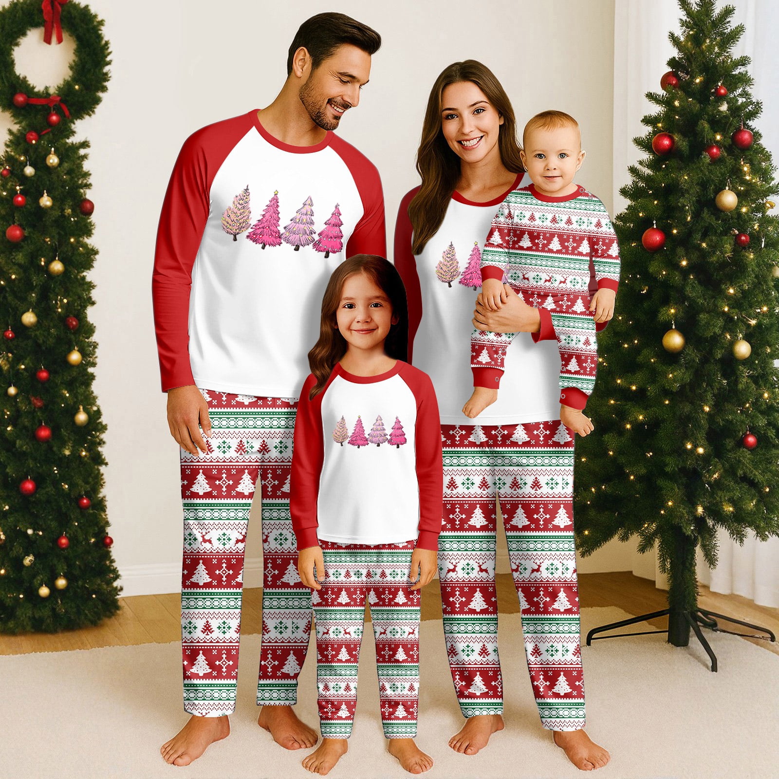 BOSALY Cartoon Holiday Matching Family Christmas Pajamas Sets, Cozy ...