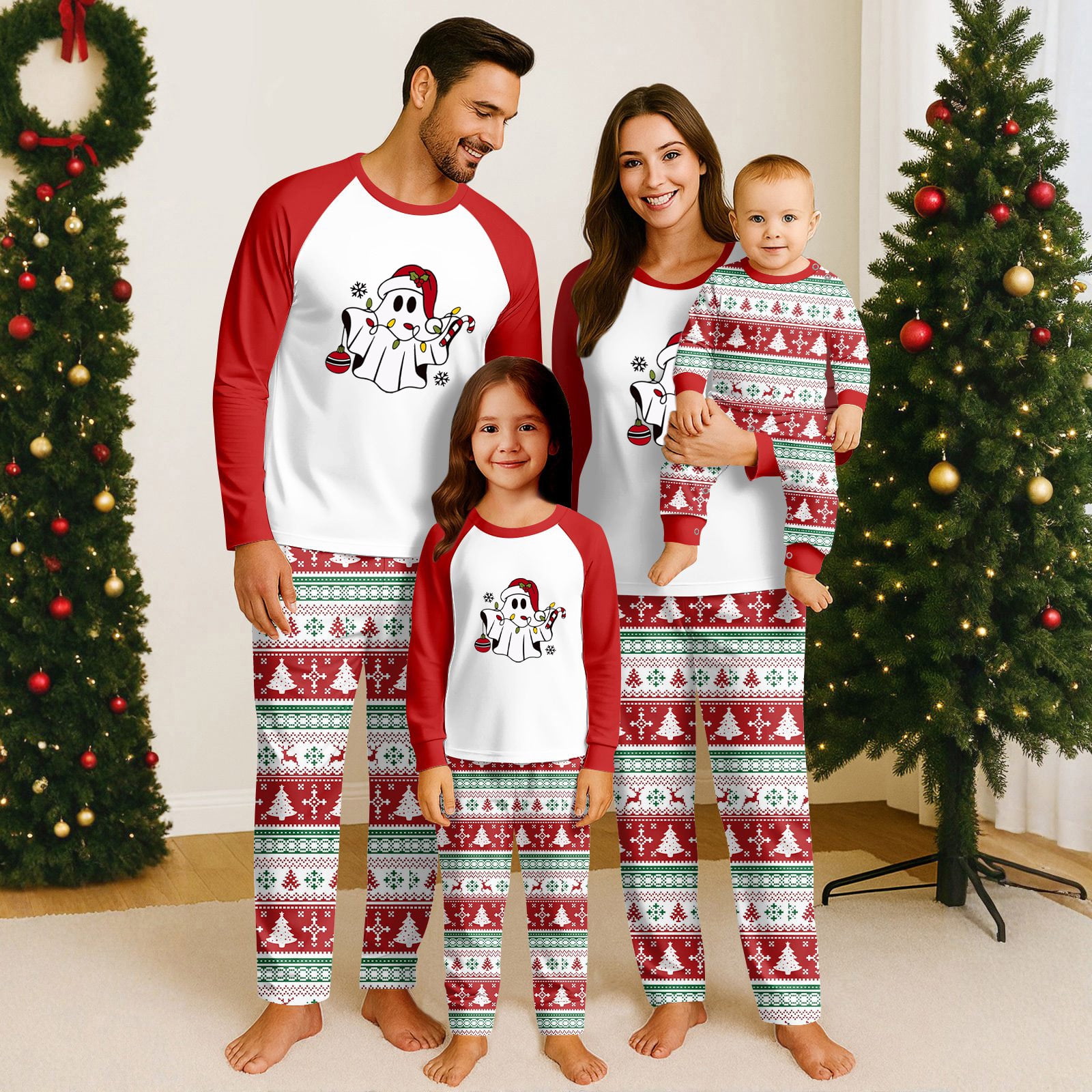 BOSALY Cartoon Holiday Matching Family Christmas Pajamas Sets, Cozy ...