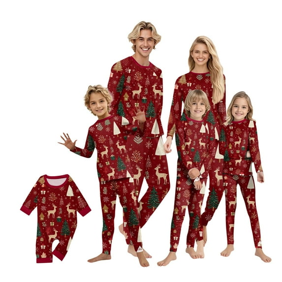 BOSALY Cartoon Matching Family Christmas Pajamas Sets, Fun All-over ...