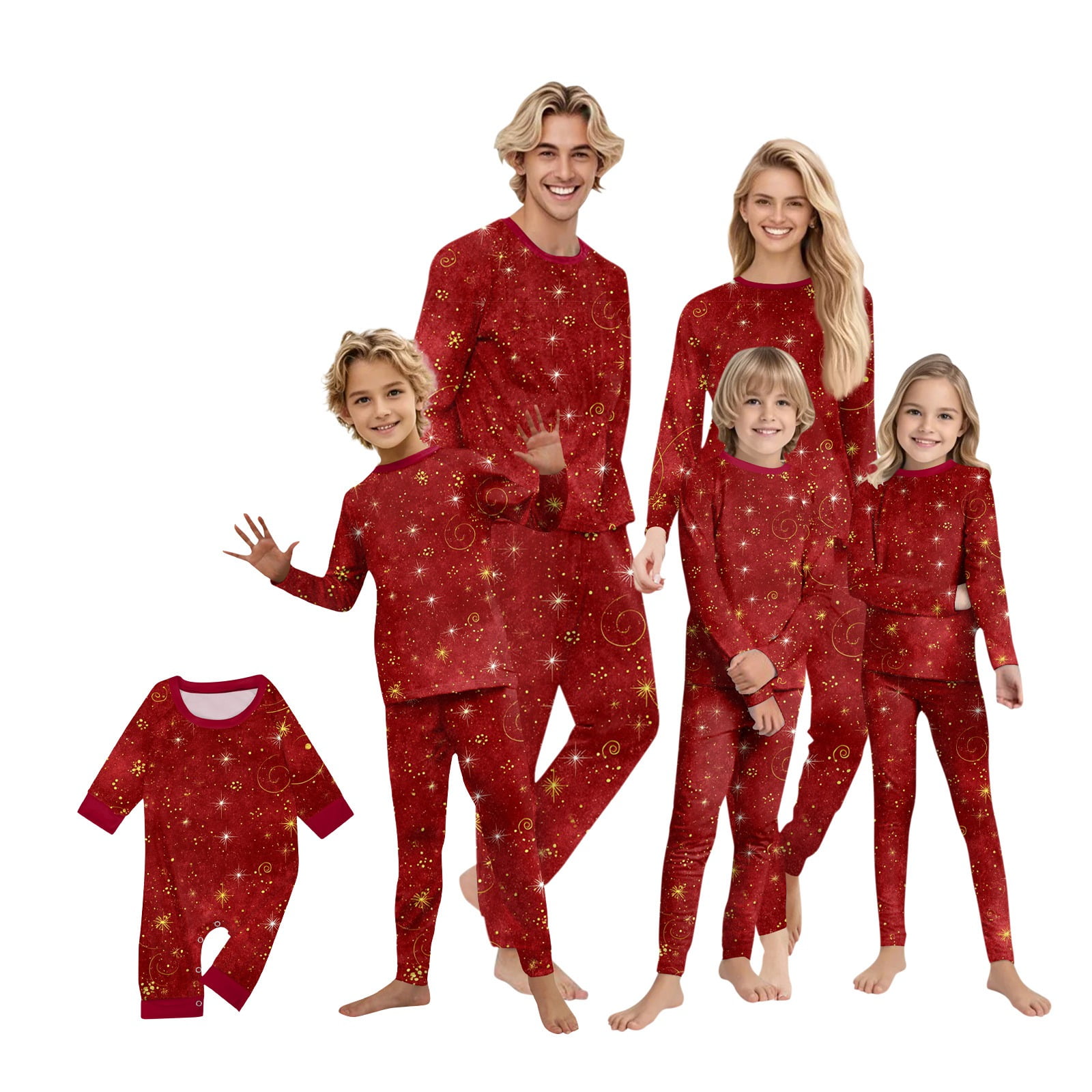 BOSALY Cartoon Matching Family Christmas Pajamas Sets, Fun All-over ...