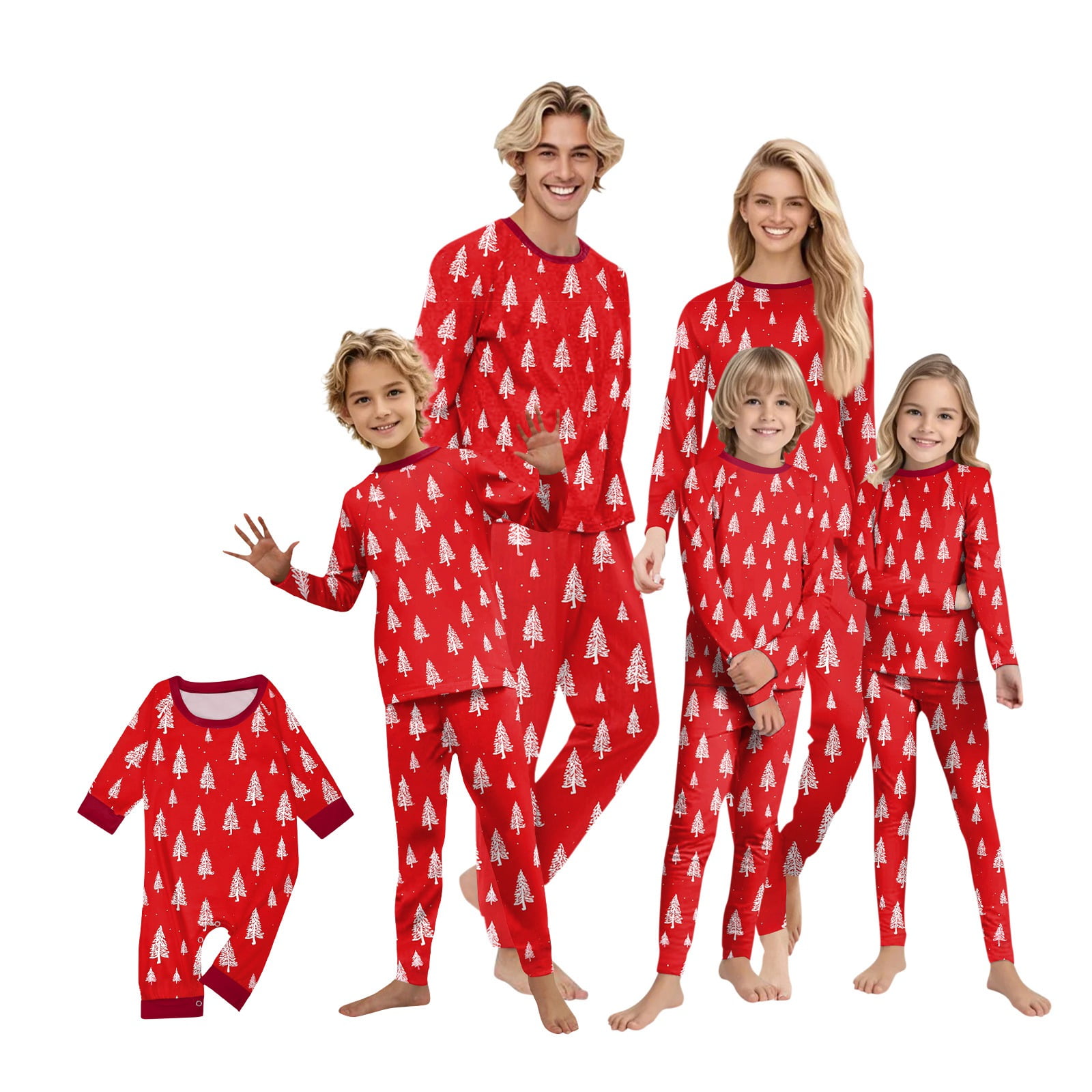 BOSALY Cartoon Matching Family Christmas Pajamas Sets, Fun All-over ...
