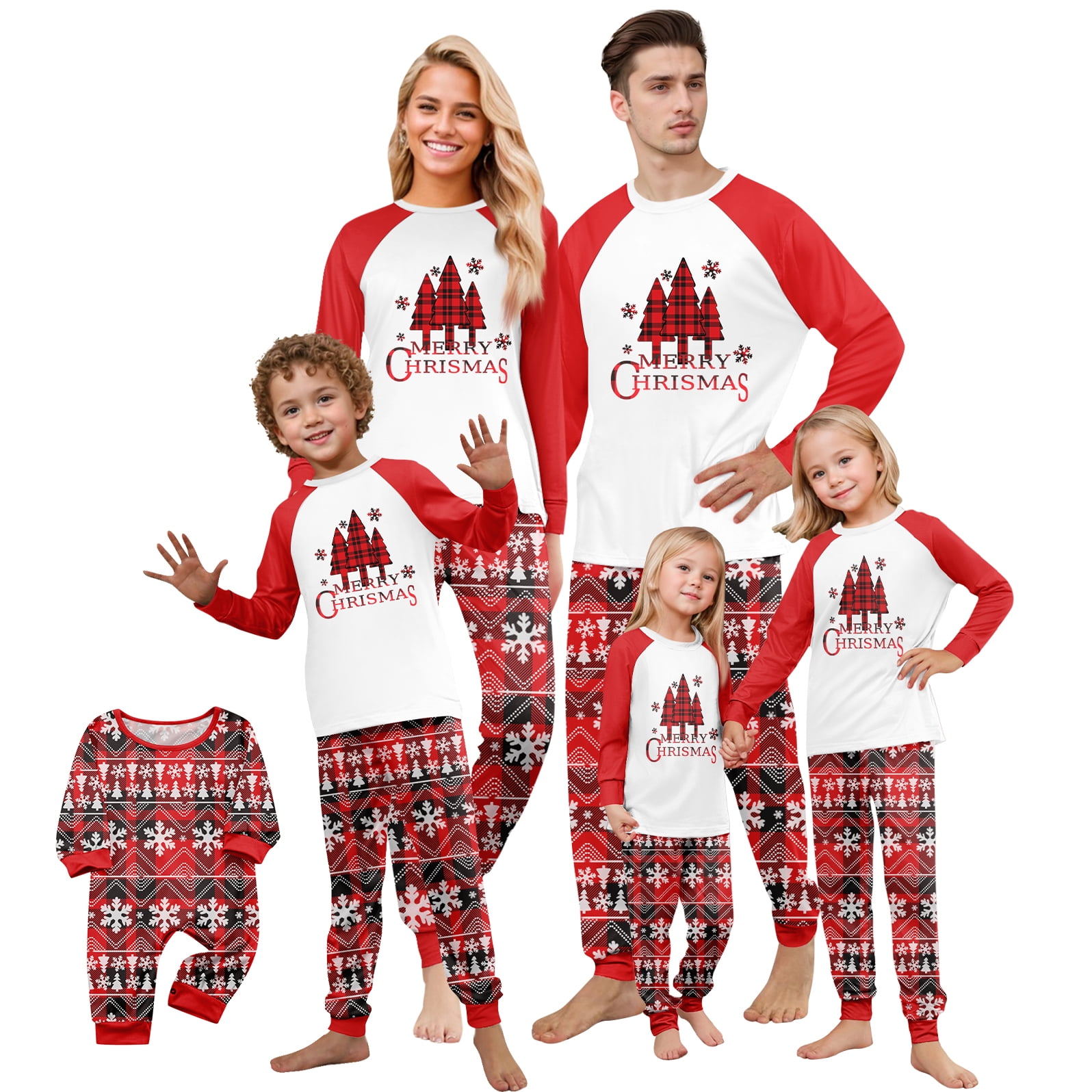 BOSALY Cartoon Pattern Family Christmas Pajamas Matching Sets, Holidays ...