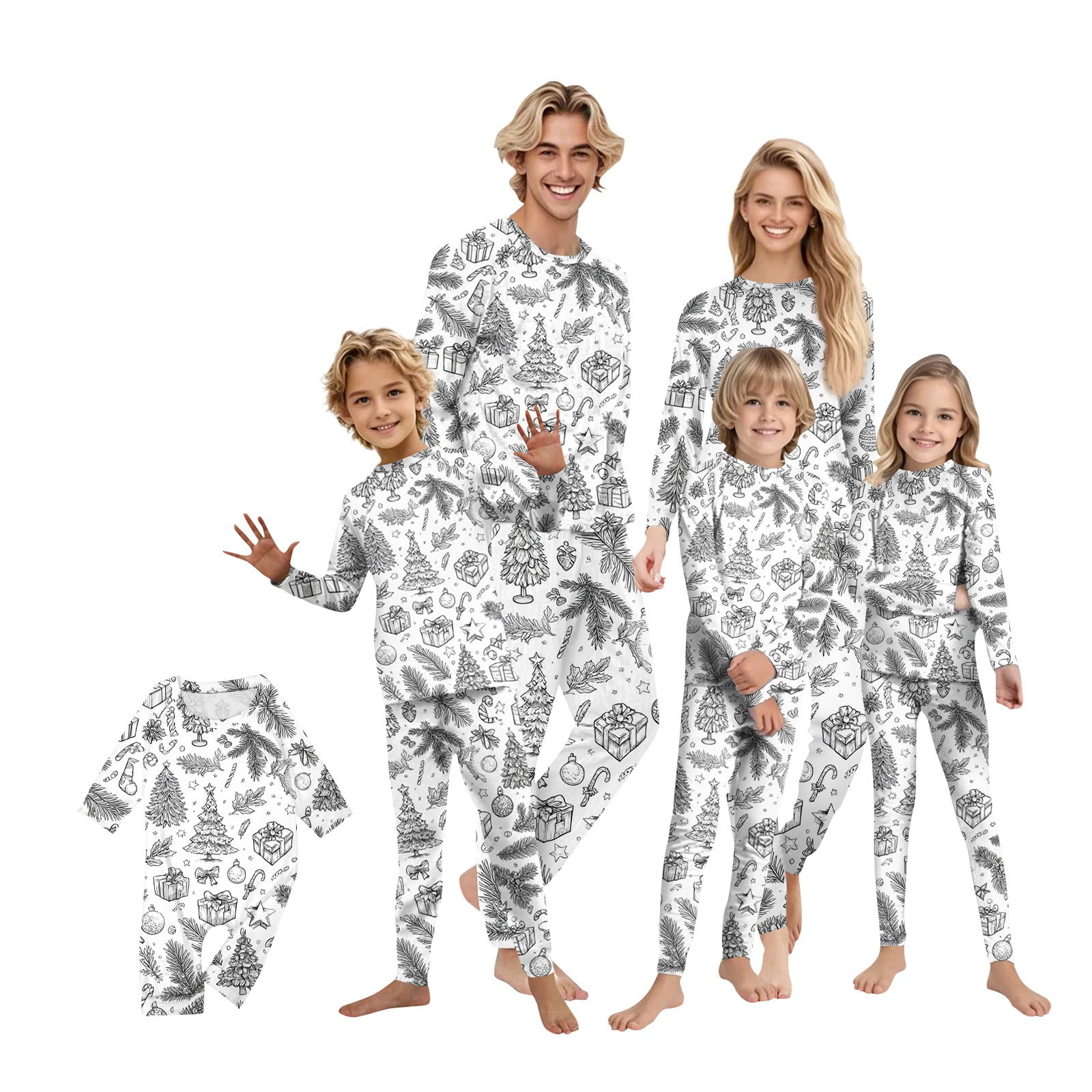 BOSALY Colorable Family Christmas Pajamas Matching Sets, Unique DIY ...