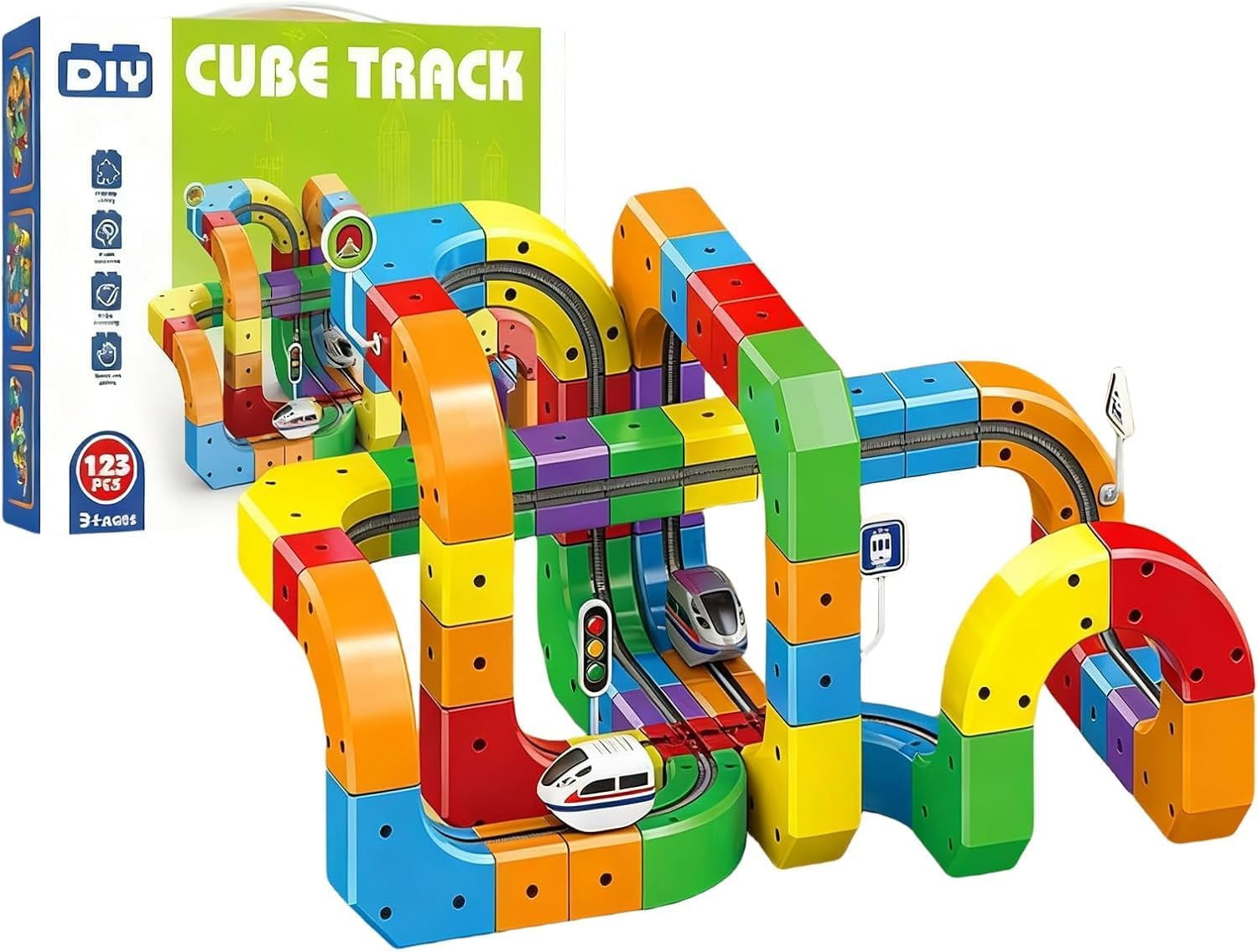 BOSALY Montessori Magnetic Track Car Toys, Fun Interactive Train Set ...