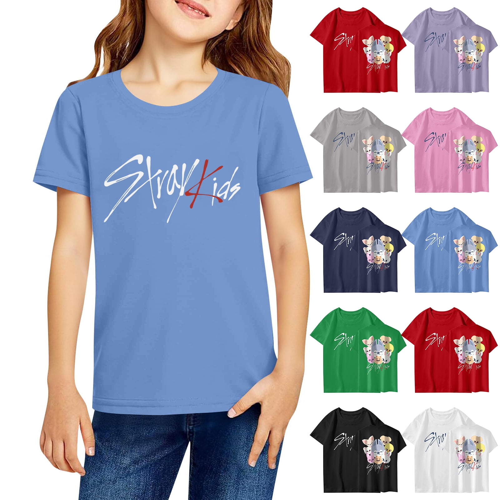 BOSALY SKZOO Pattern Design T-shirt for Fans, Lovely Idol Stray Kids ...