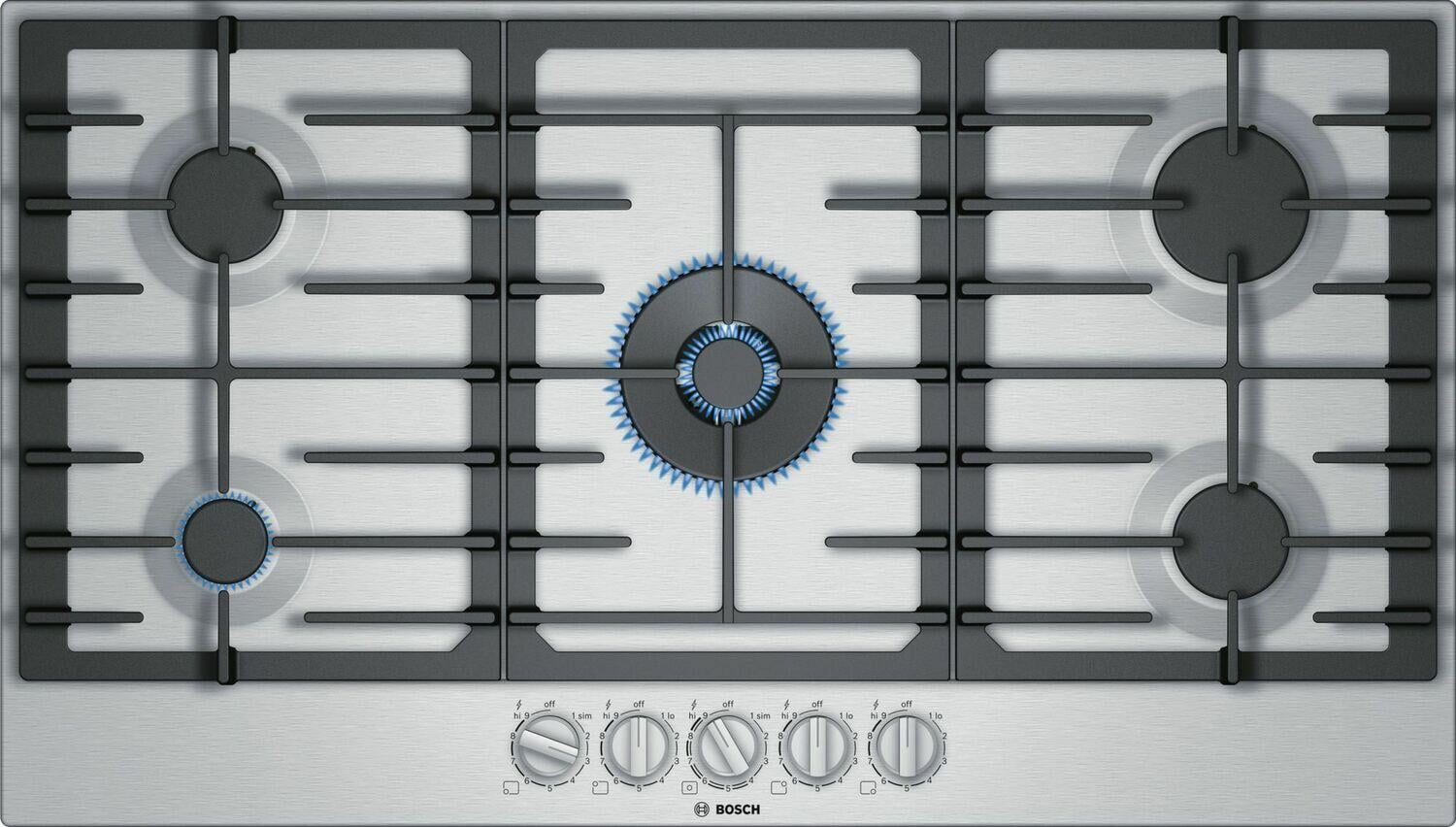 BOSCH 800 Series Gas Cooktop 36'' Stainless steel NGM8657UC NGM8657UC ...