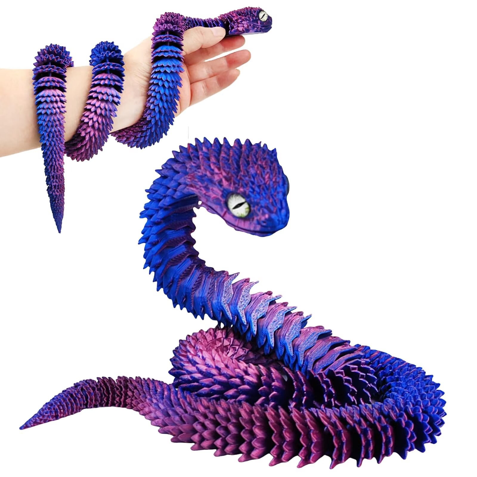 BOSENIYU 3D Printed Snake, 24in (60cm) Surprise Mystery Fidget Anaconda ...