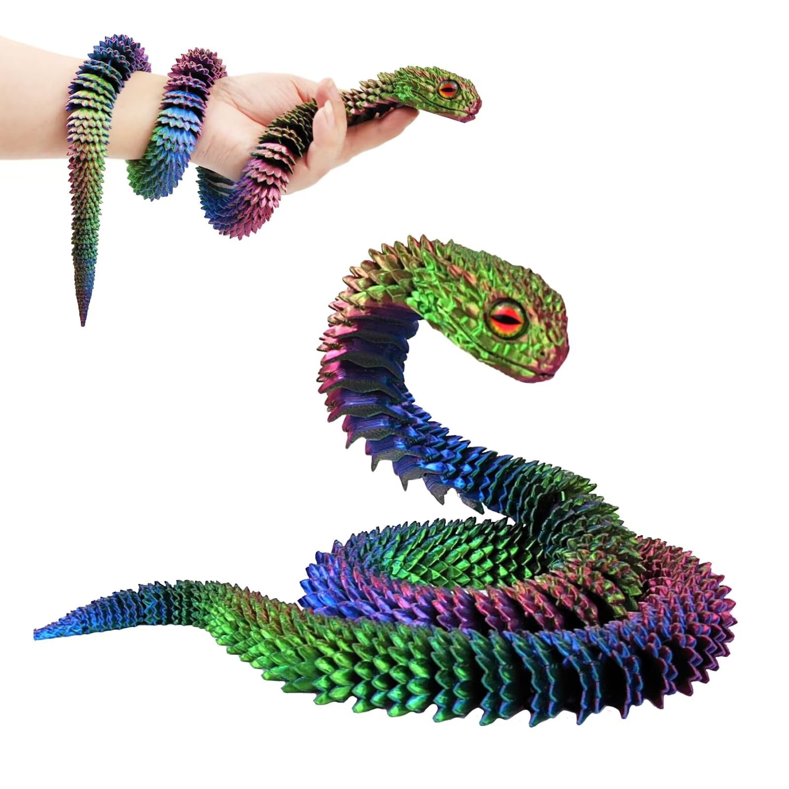BOSENIYU 3D Printed Snake, 24in (60cm) Surprise Mystery Fidget Anaconda ...