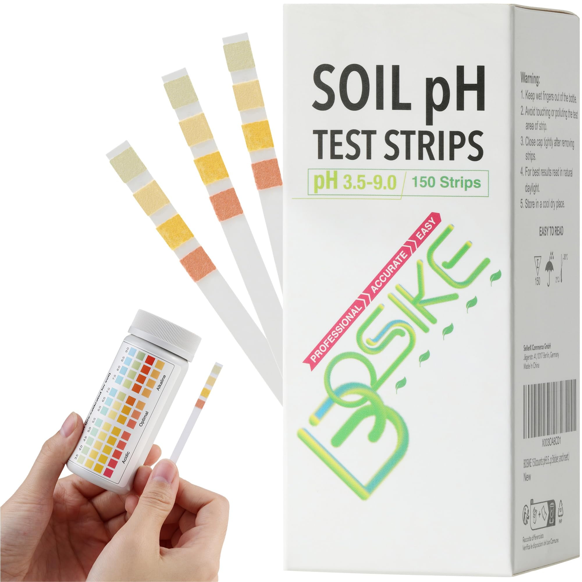 BOSIKE Soil pH Testing Kit - Accurate Soil pH Tester, 150 Paper Strips ...