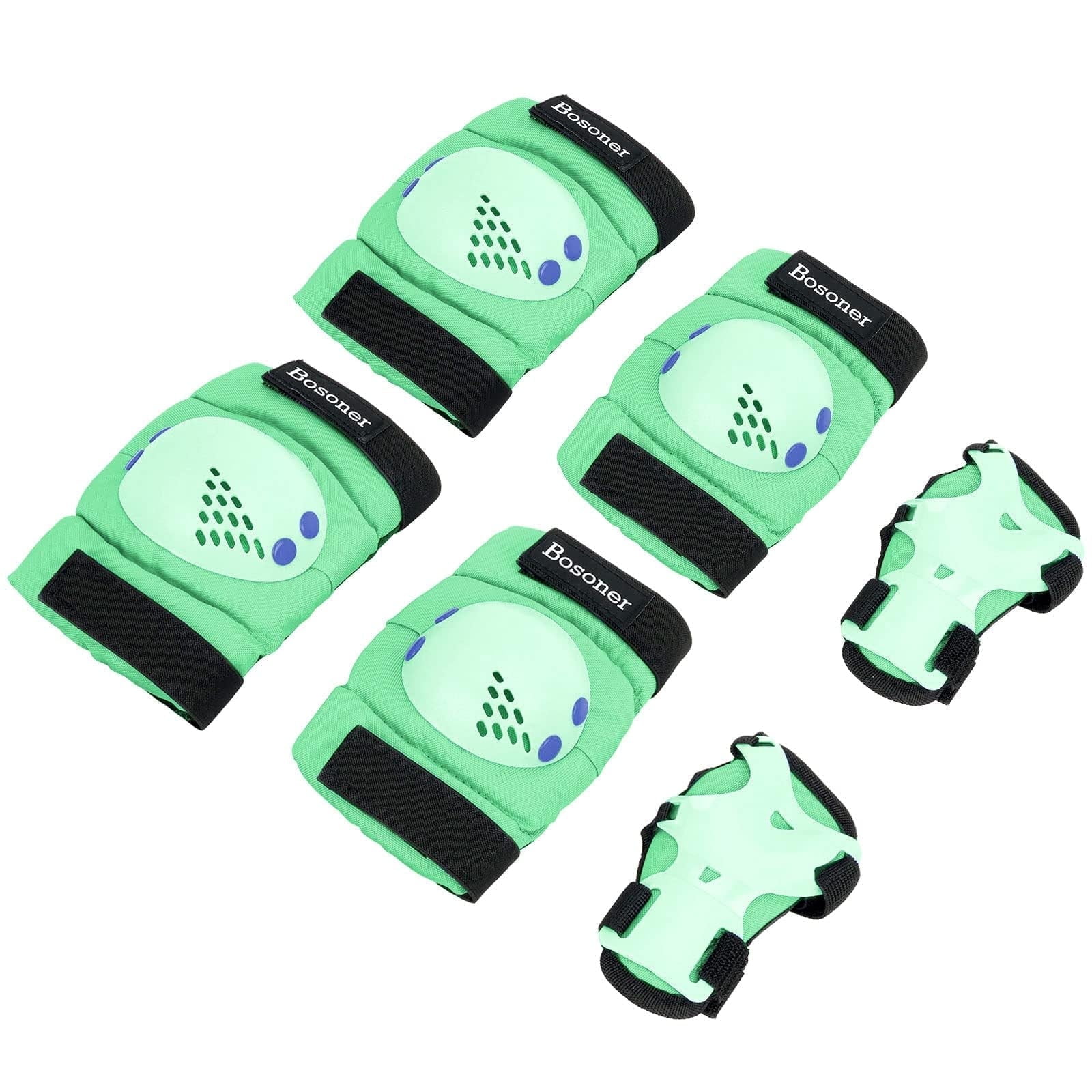 BOSONER Kids/Youth Knee Pads Elbow Pads Wrist Guards Set for 3-15 Years, Child Protective Gear ...