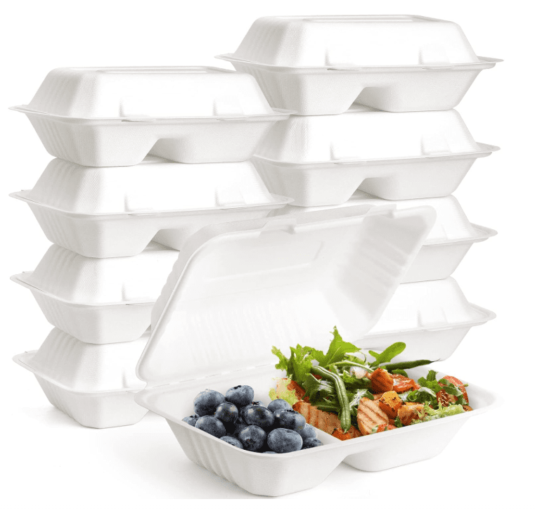 BOSPHORA 9x6 Inch 2-Compartment Take-Out Meal Prep Containers – 500 PCS ...