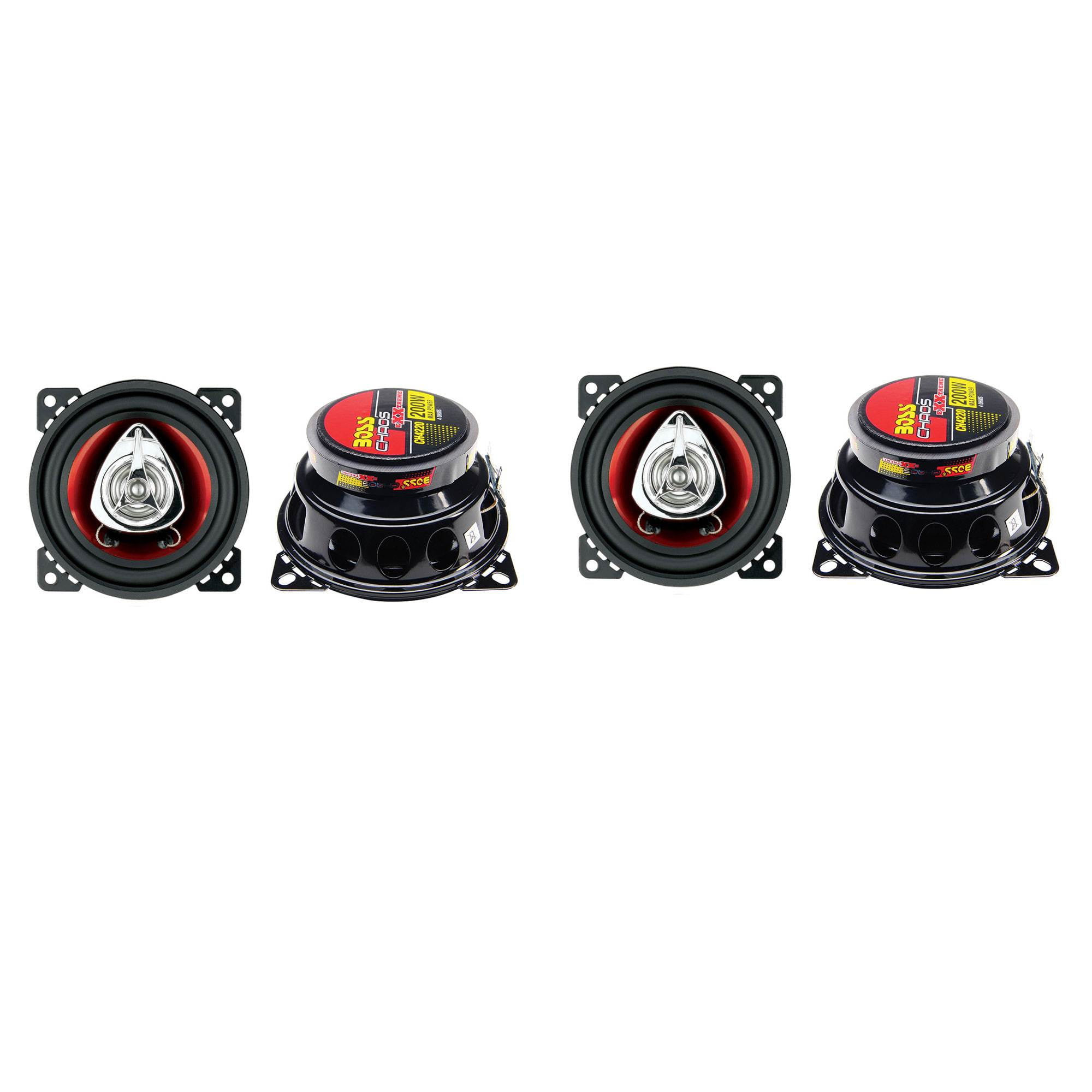 BOSS 4 inch 200W 2 Way Car Audio 2.5 lbs Coaxial Speakers Stereo, Red ...