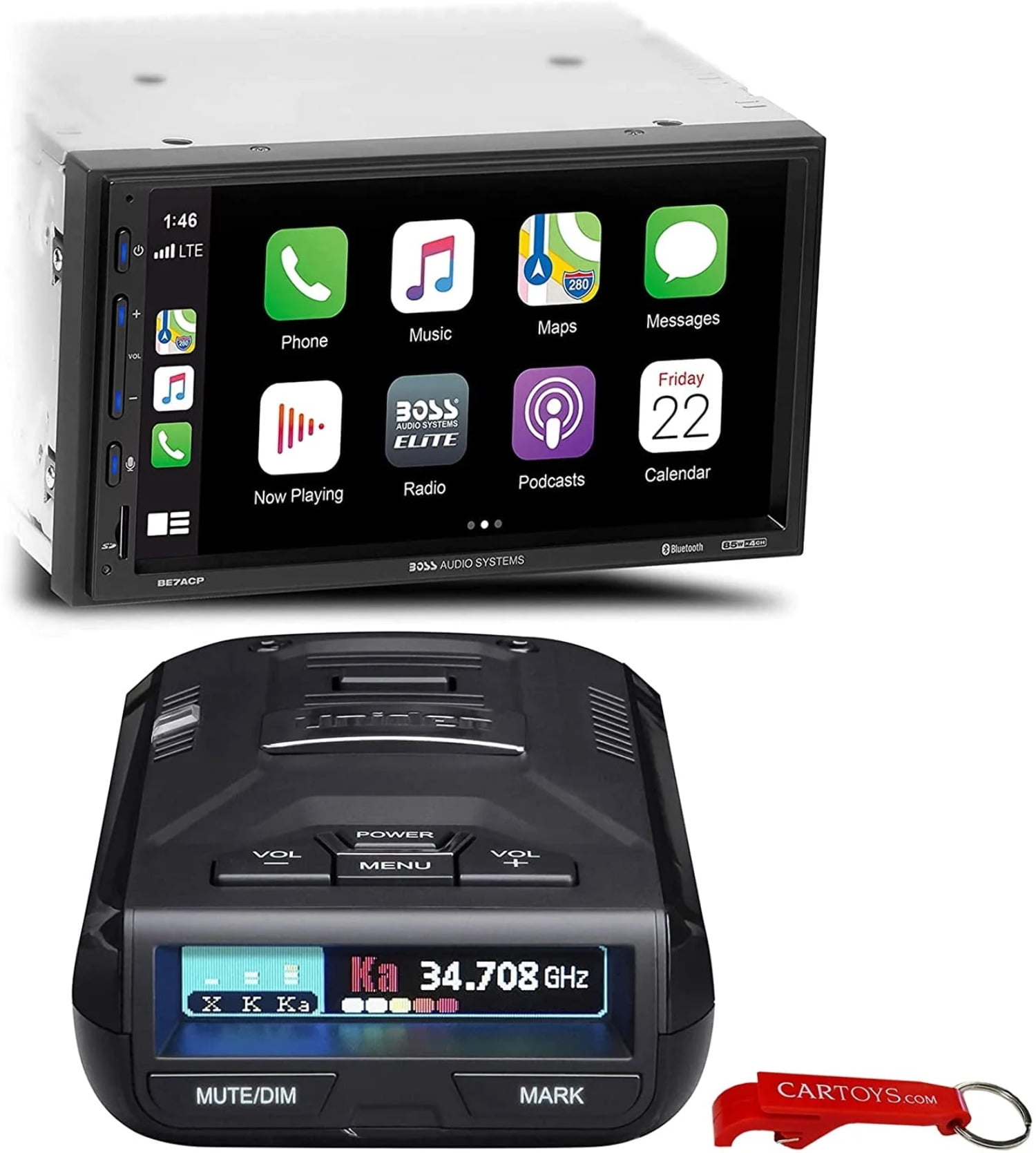 BOSS Audio Systems Elite BE7ACP Head Unit & Uniden R3 Radar Detector ...