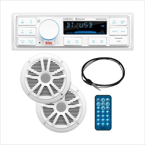 BOSS Audio Systems Waterproof Bluetooth Boat Radio, Marine Stereo Package with Head Unit ...
