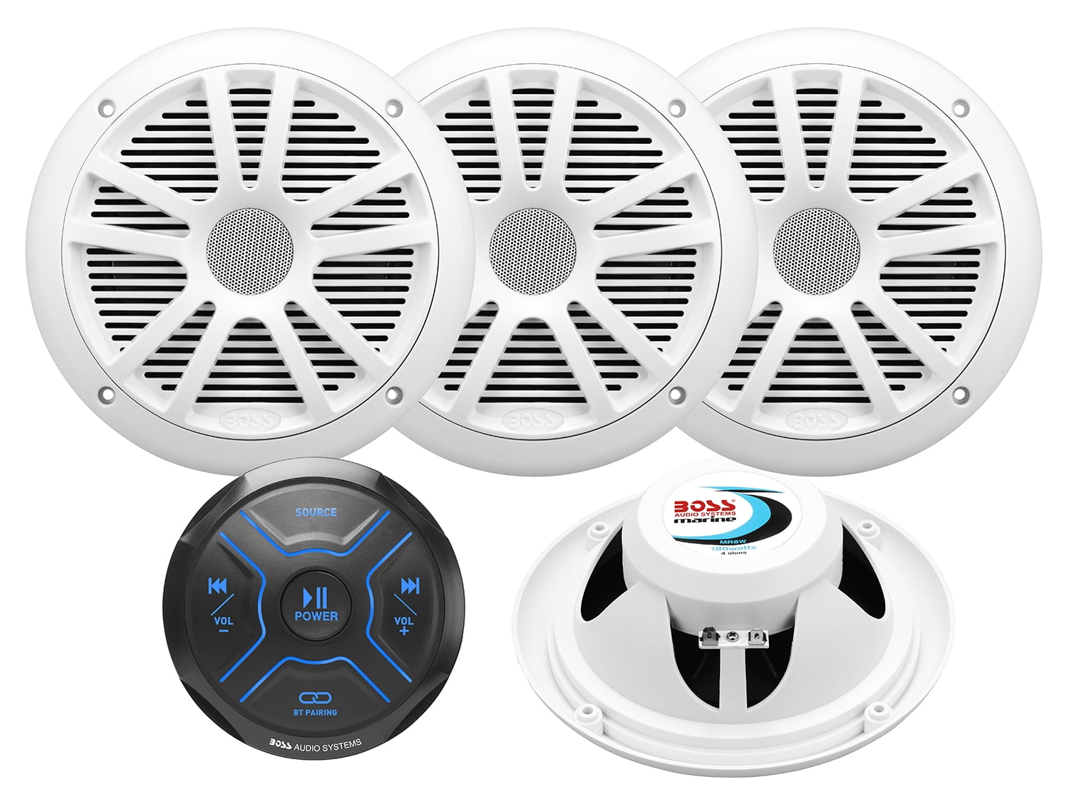 BOSS Audio MG250W.64 Marine Stereo System - 4 Channel Amp, Bluetooth ...