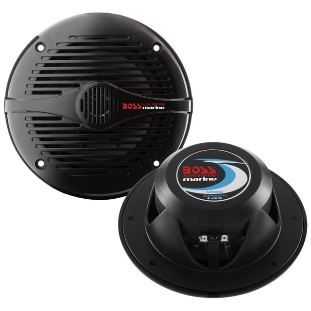 BOSS MR60B 6.5" 2-Way 200W Waterproof Marine/Boat Speakers, Black ...