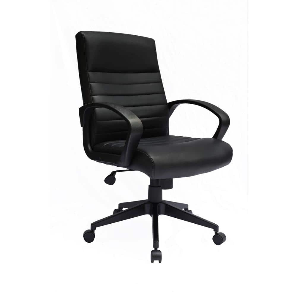 BOSS Black Vinyl Mid-Back Office Chair with Arms - Walmart.com