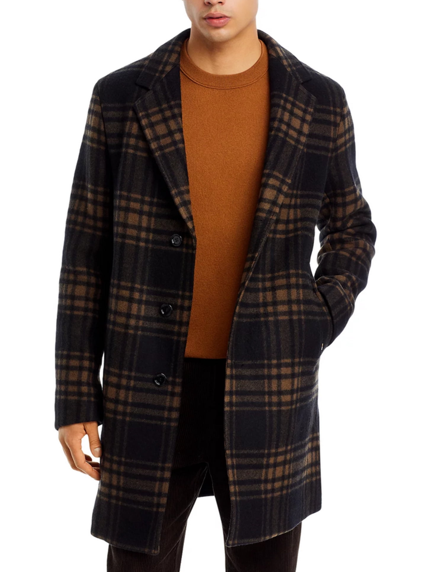 BOSS Cam Check Relaxed Fit Wool Coat - Walmart.com