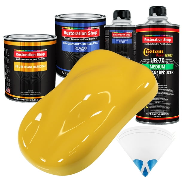BOSS Yellow Quart URETHANE BASECOAT CLEARCOAT Car Auto Body Paint Kit - Walmart Business Supplies