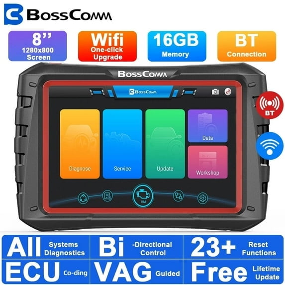 BOSSCOMM IFIX980 Auto Diagnostic Tool, 26+ Reset Functions, Advanced ECU, All System Scan ...