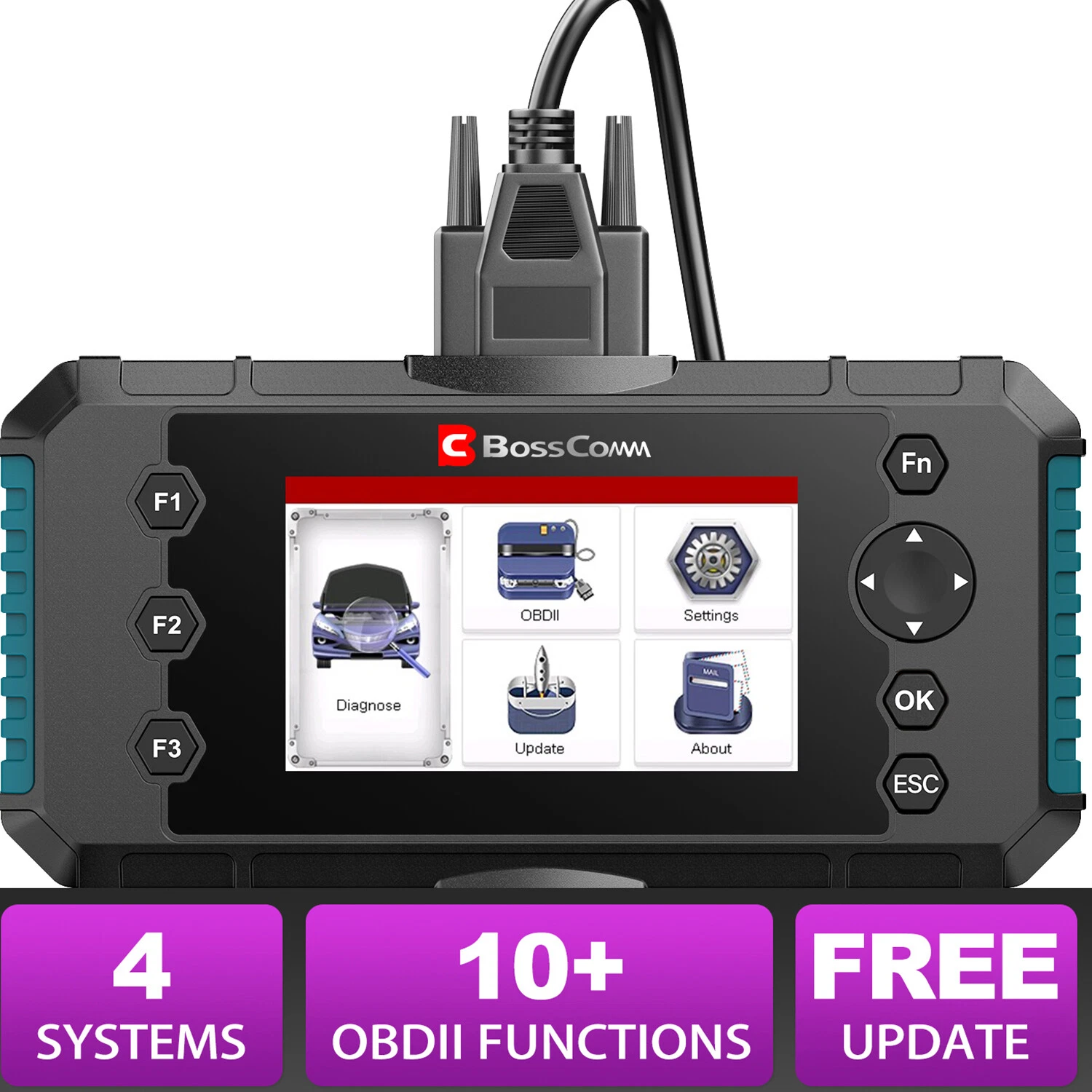 BOSSCOMM OBD2 Scanner Car Scanner Diagnostic Tool ABS SRS Transmission Car Engine Code Reader ...