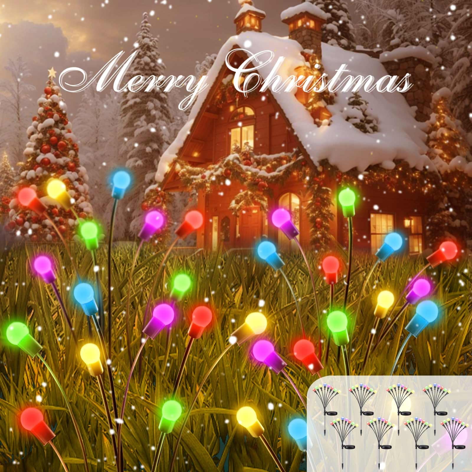 BOSSERN 2024 Solar Garden DHF10 Lights, 8 Pack Solar Firefly Lights, Solar Sway Lights Outdoor ...