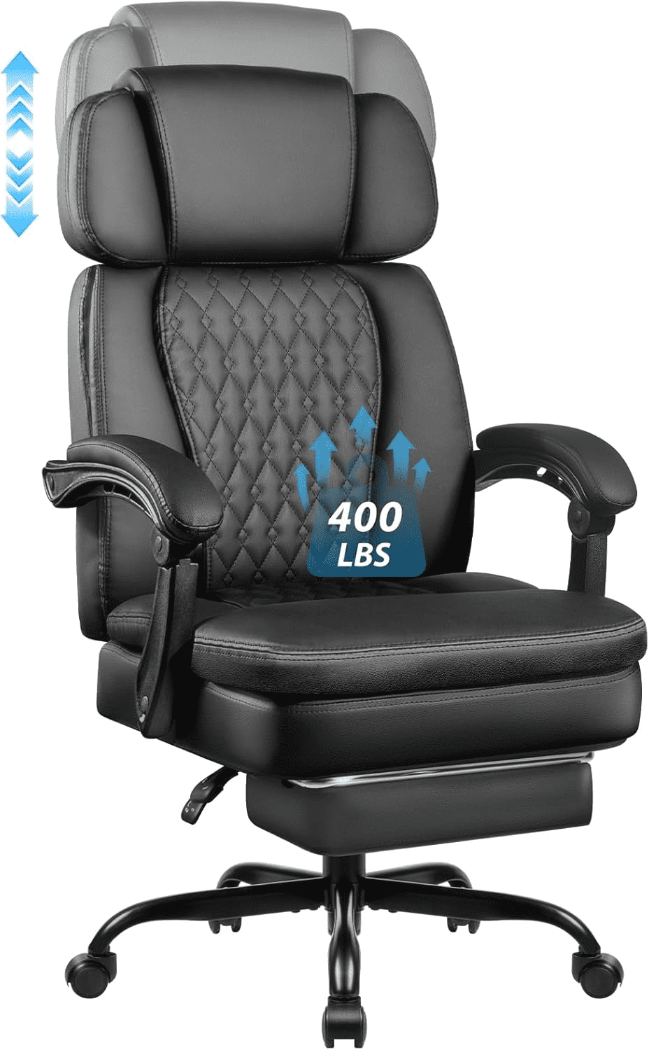 BOSSIN 400lbs Executive Office Chair with Foot Rest, Ergonomic Heavy ...